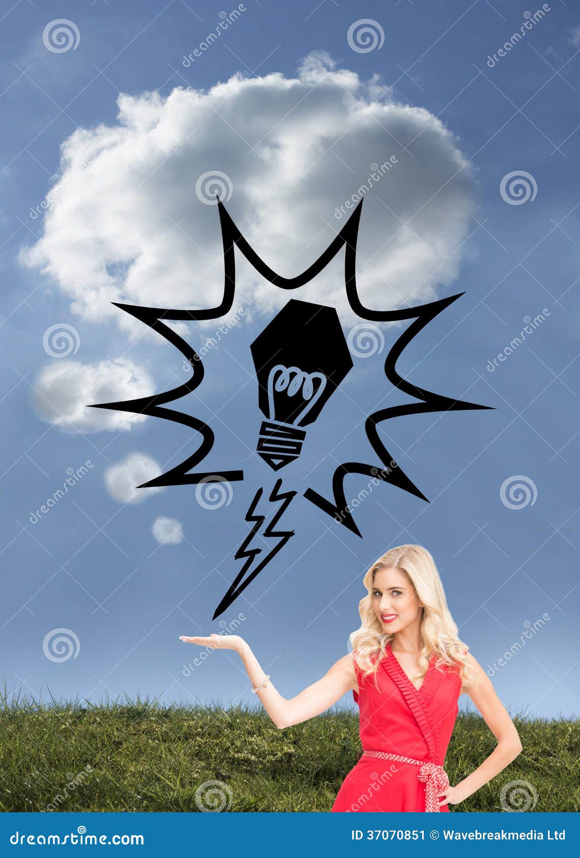 Smiling blonde presenting stock illustration. Illustration of perfect ...