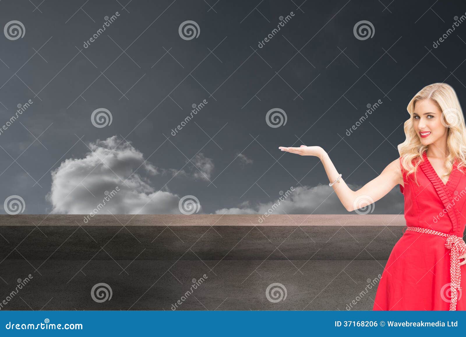 Smiling blonde presenting stock photo. Image of attractive - 37168206