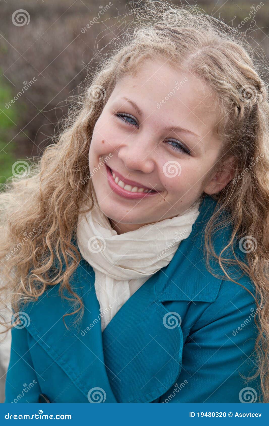 Smiling Blue Eyed Girl in Blue Stock Photo - Image of lovely, fascinate ...