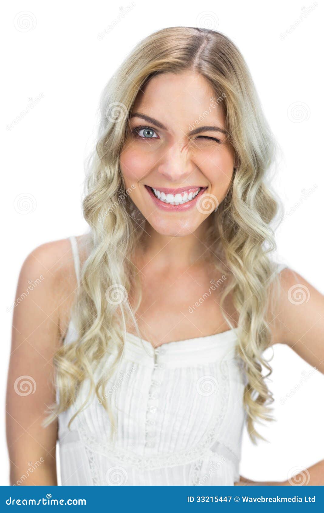 Smiling Blue Eyed Model Winking at Camera Stock Image - Image of ...