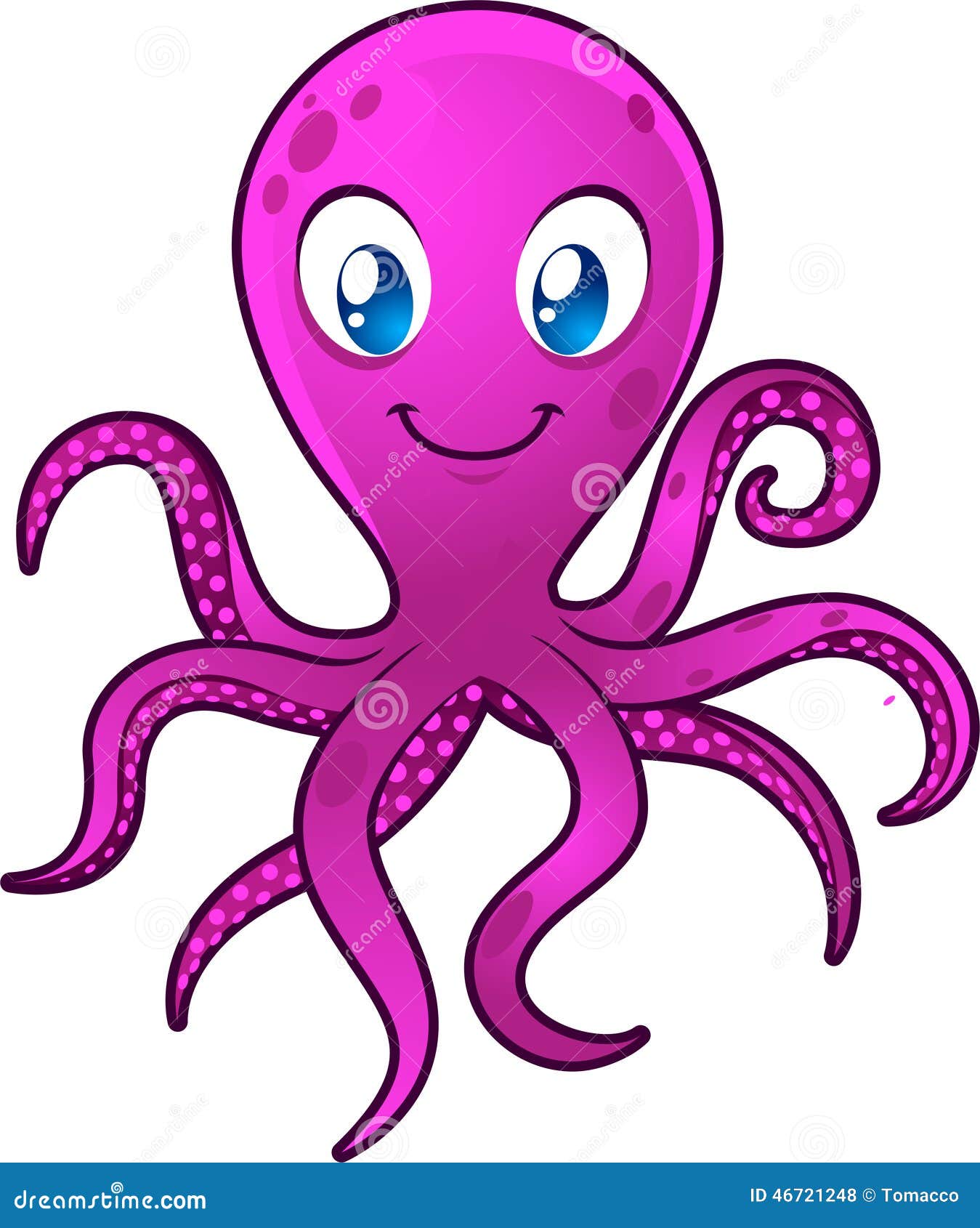 Smiling Blue eyes Octopus stock illustration. Illustration of cute ...