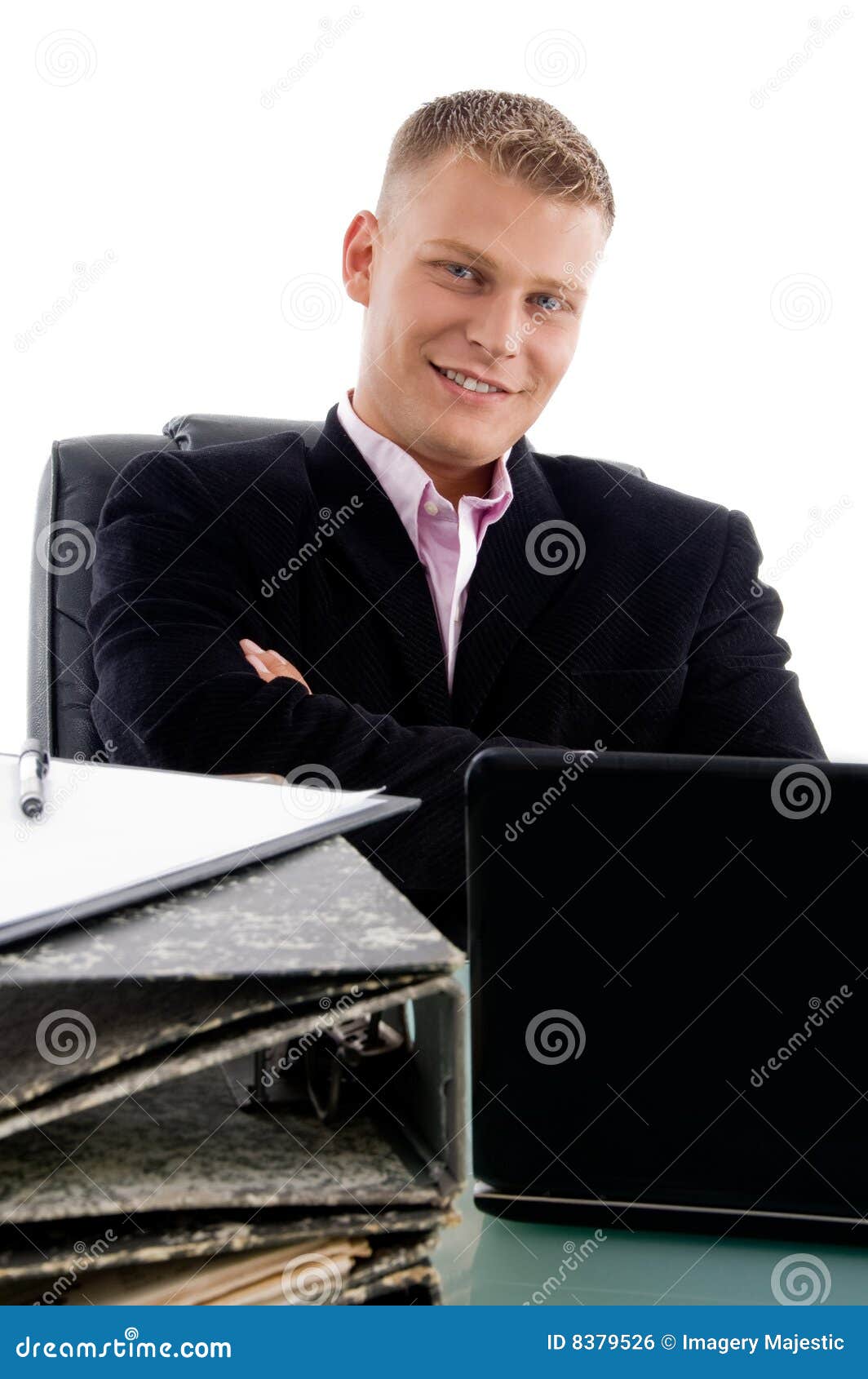Smiling Boss Looking at You Stock Photo - Image of files, indoors: 8379526