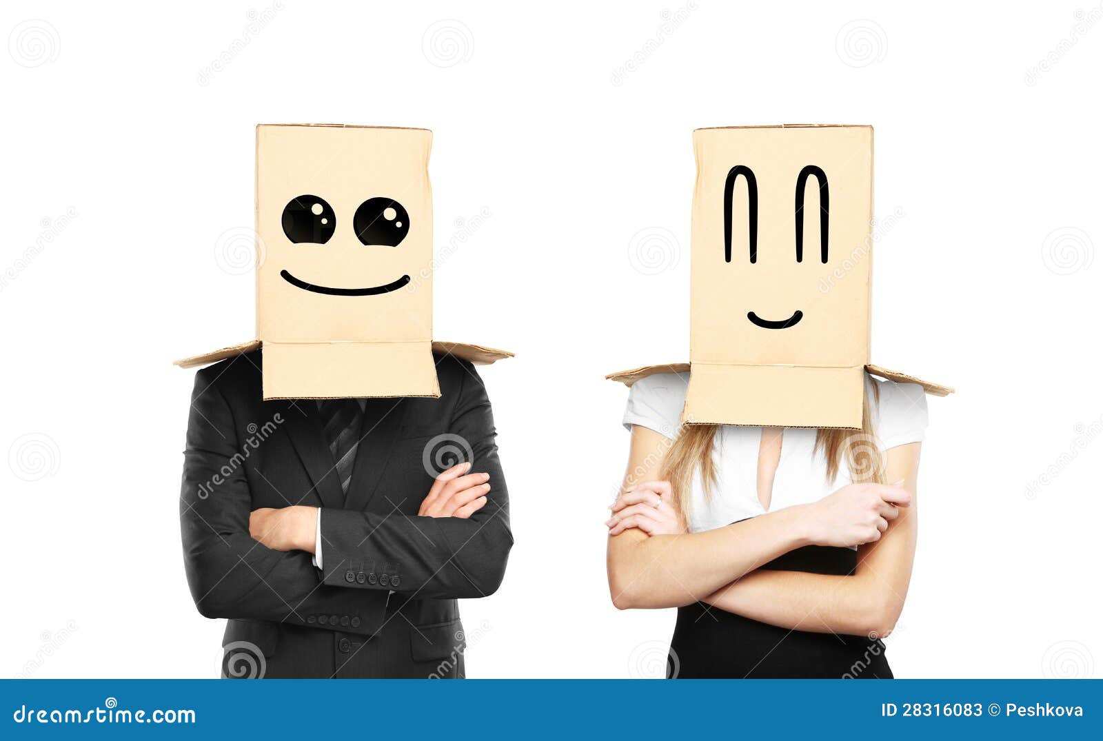 Smiling box on head stock image. Image of career, mask - 28316083