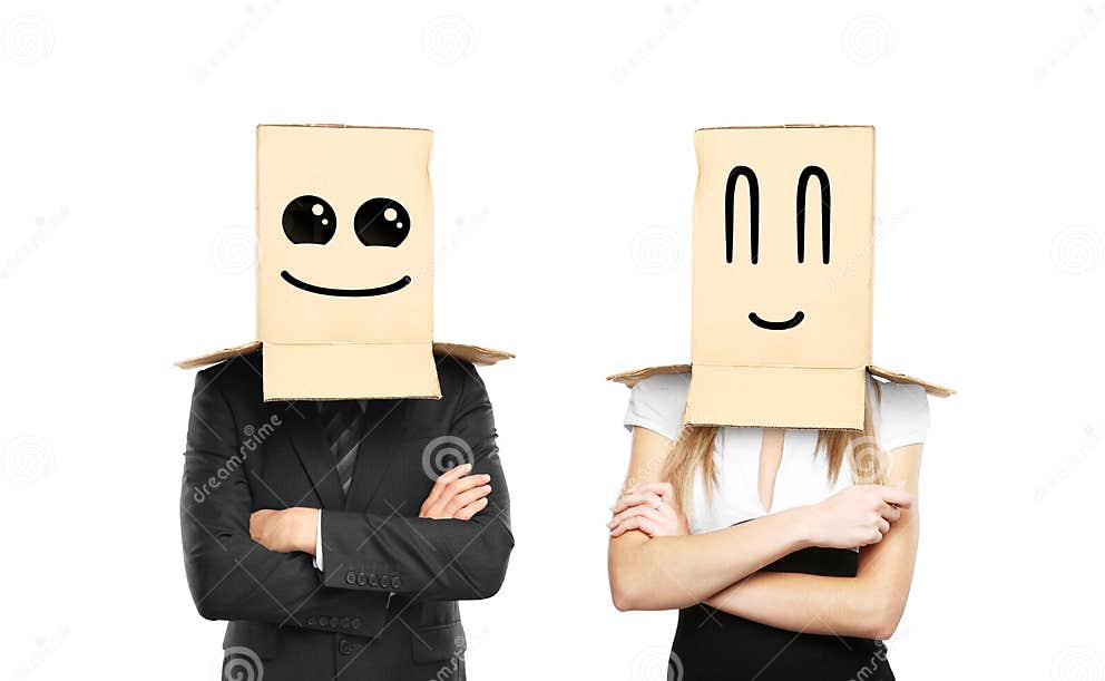 Smiling box on head stock image. Image of career, mask - 28316083