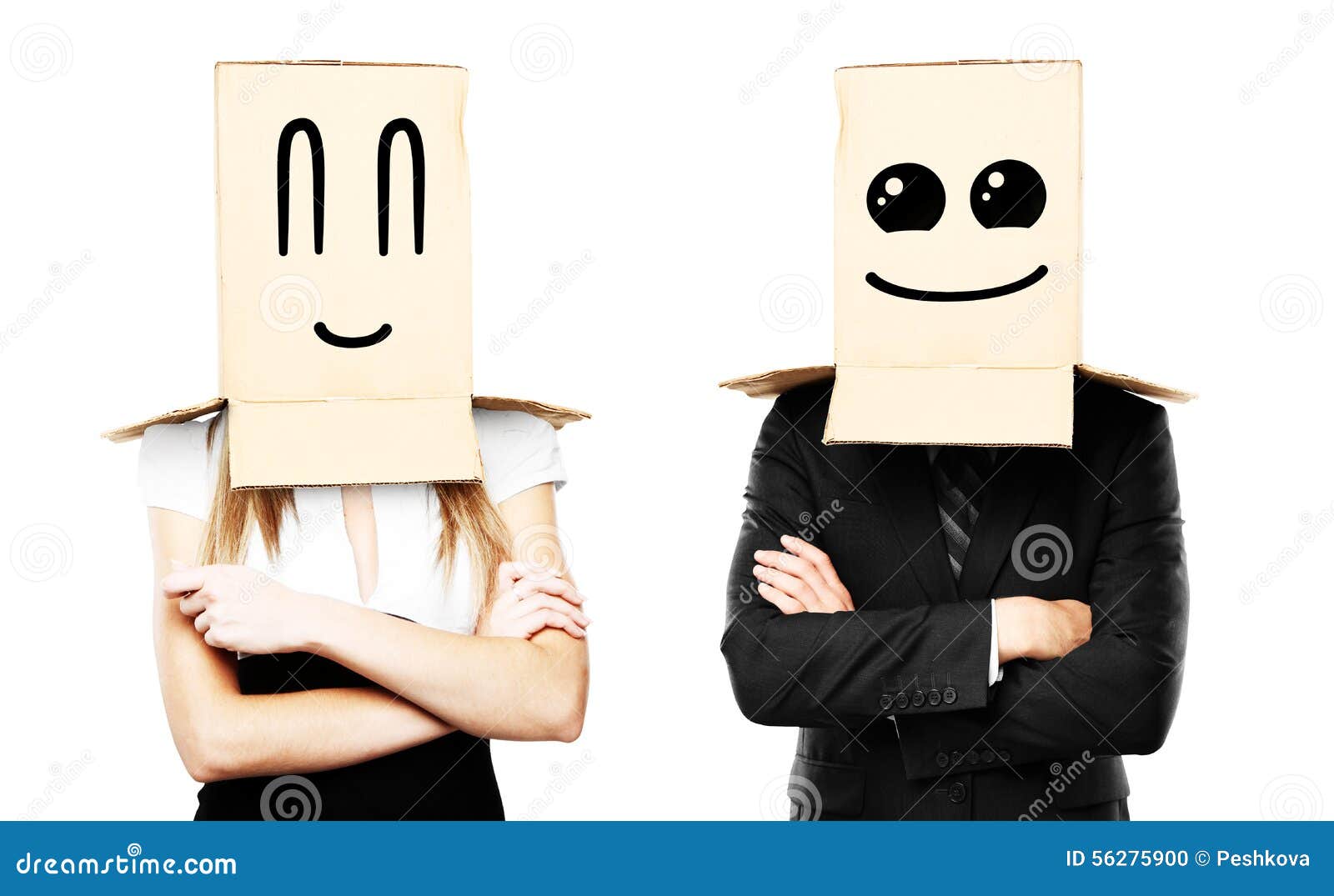 Smiling box on head stock photo. Image of businessman - 56275900