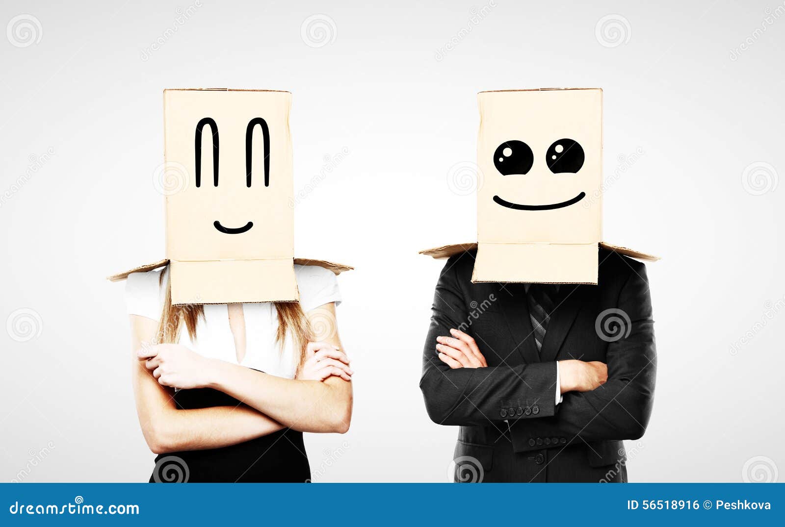 Smiling box on head stock photo. Image of manager, creativity - 56518916