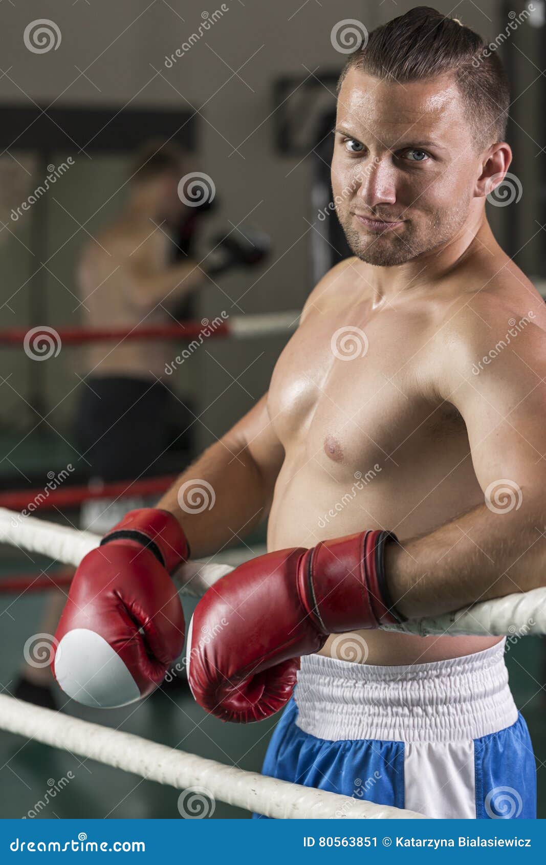 Smiling Boxer Standing on Ring Stock Image - Image of martial, sport ...