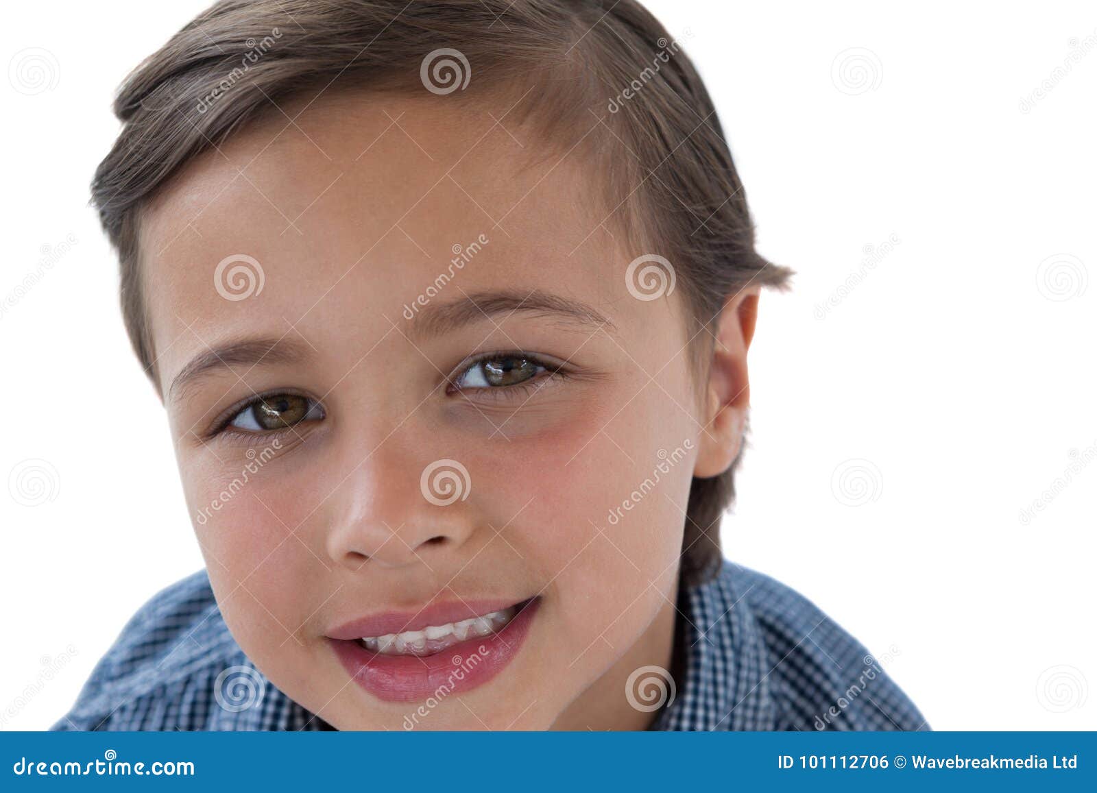 Smiling Boy Against White Background Stock Photo - Image of innocence ...