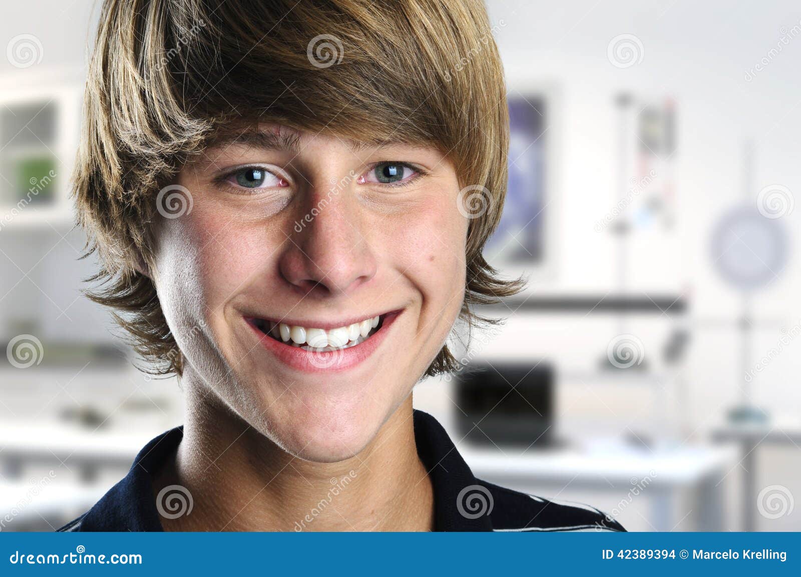 Smiling boy stock photo. Image of blond, studio, college - 42389394