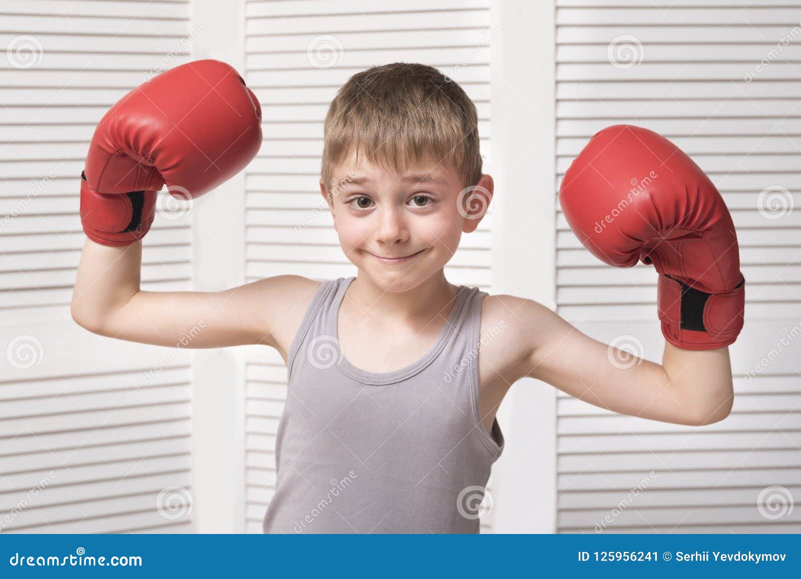 Smiling Boy in Boxing Gloves. Stock Image - Image of sport, boxer ...