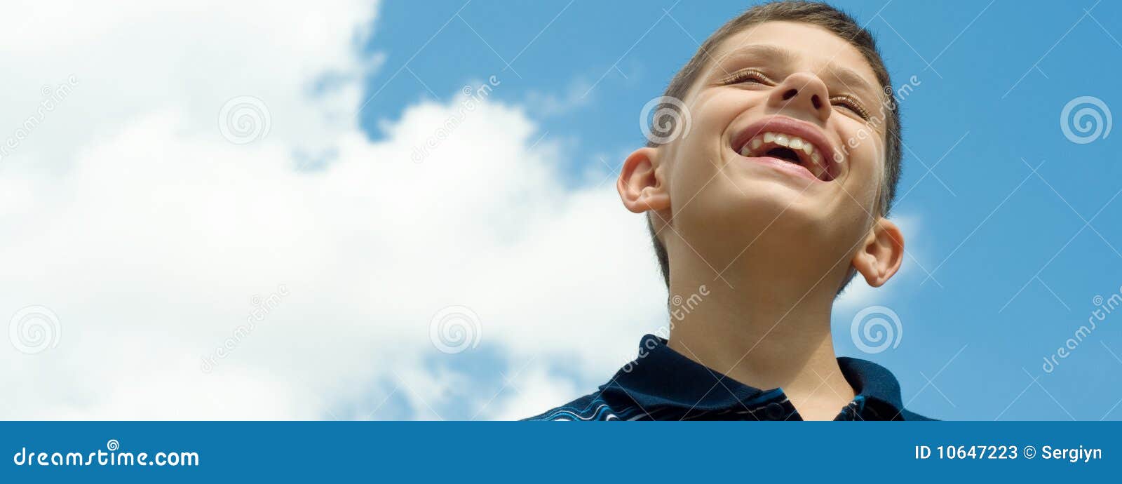 Smiling boy at the clouds stock image. Image of cloud - 10647223