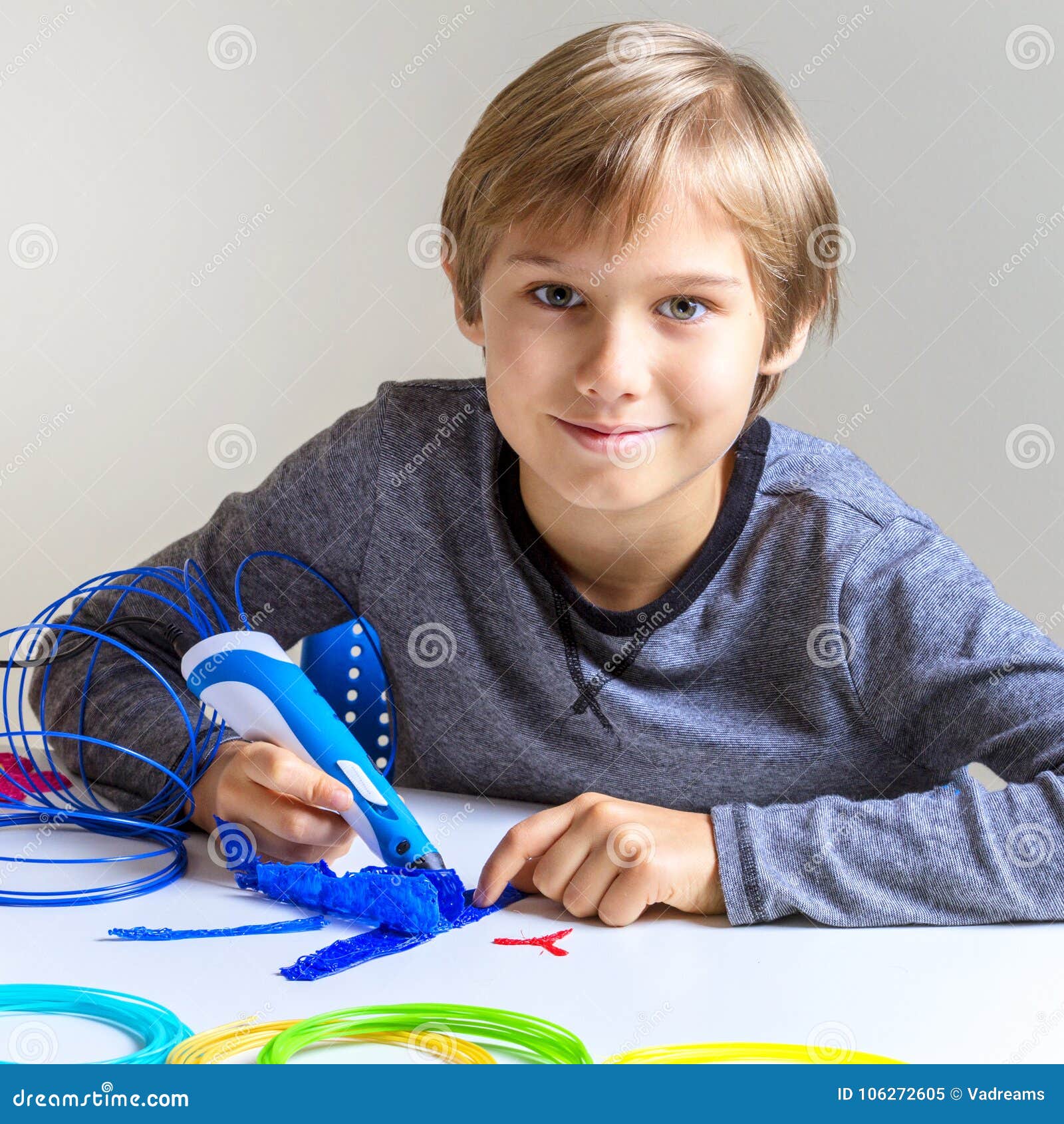 Smiling Boy with 3d Printing Pen Stock Image - Image of interesting ...