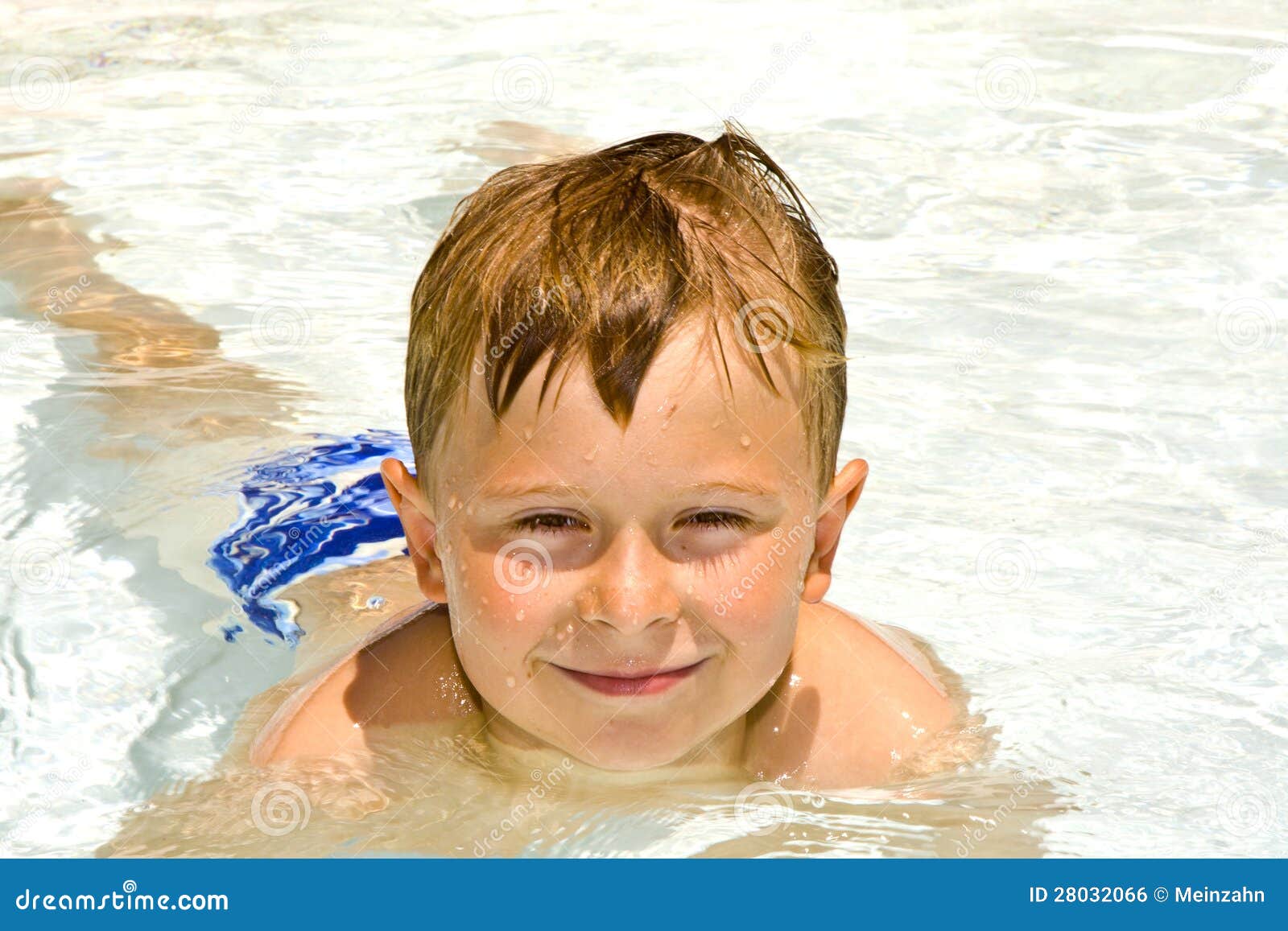 Smiling Boy Enjoys Lying in the Pool Stock Photo - Image of relaxing ...