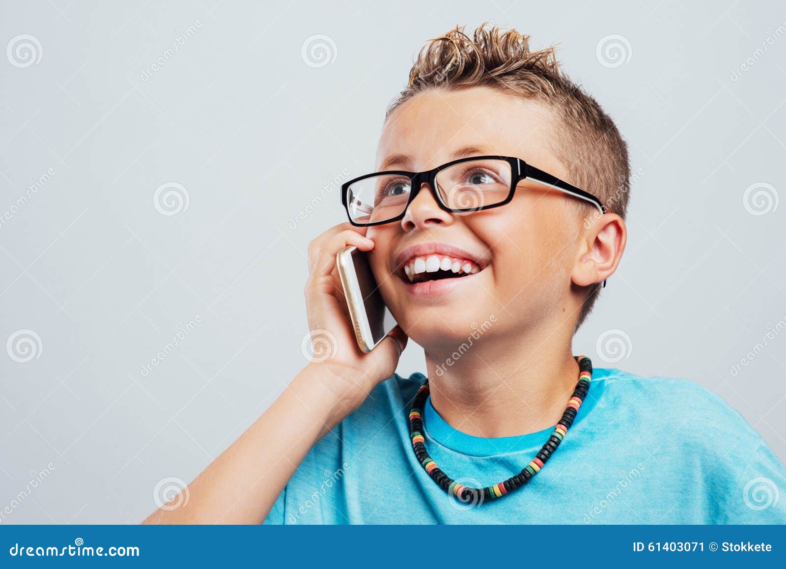 Smiling Boy Having a Phone Call Stock Image - Image of enthusiasm ...