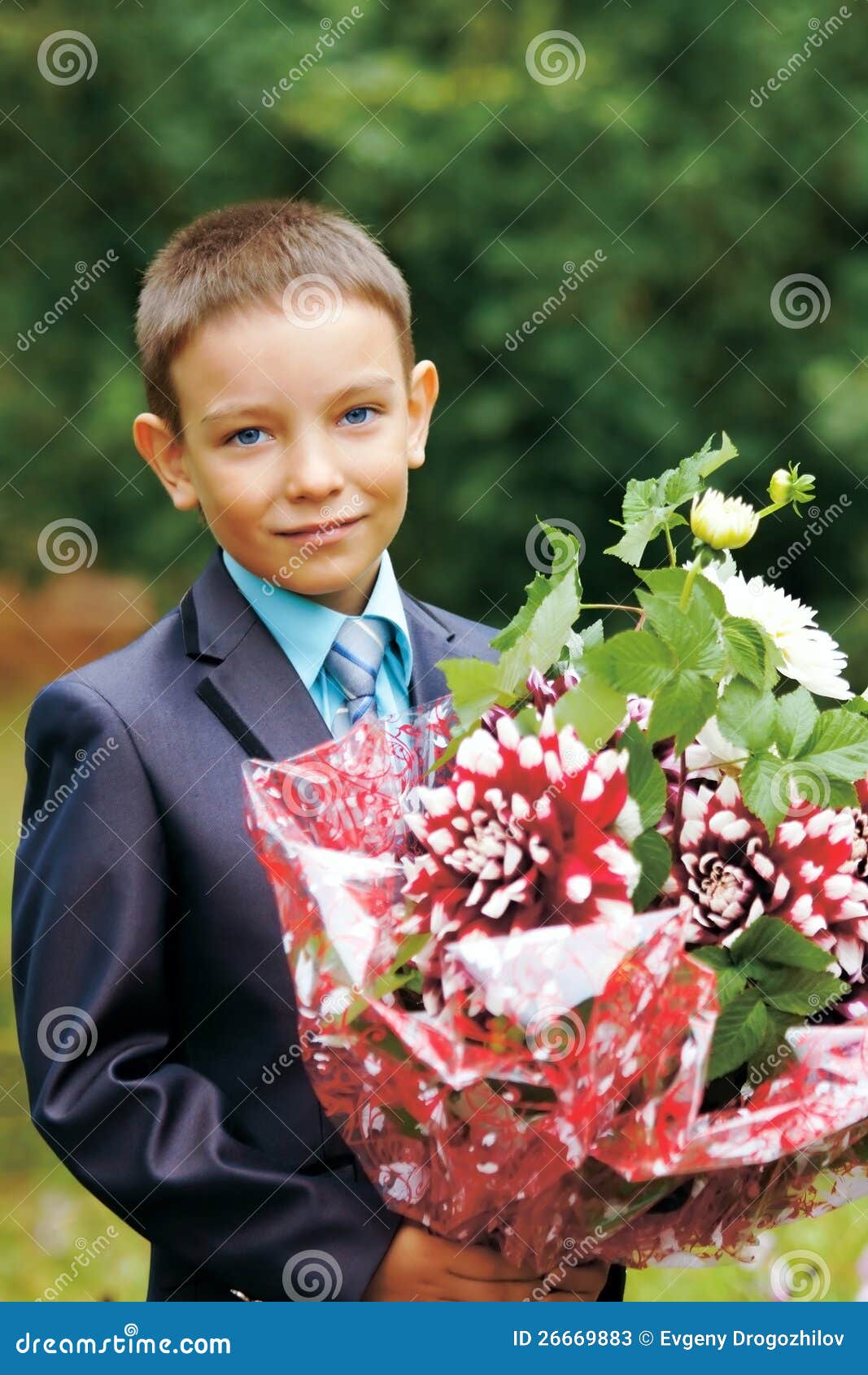 Smiling Boy Holding Flowers Stock Image - Image of flowers, person ...