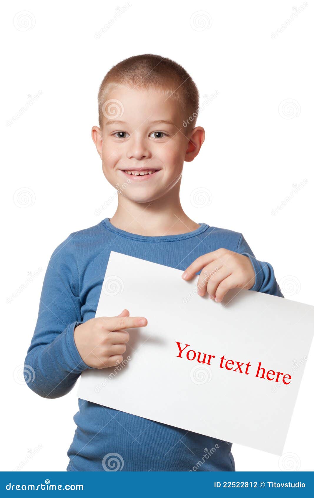 Smiling Boy Holding Paper Blank Stock Photo - Image of form, cute: 22522812