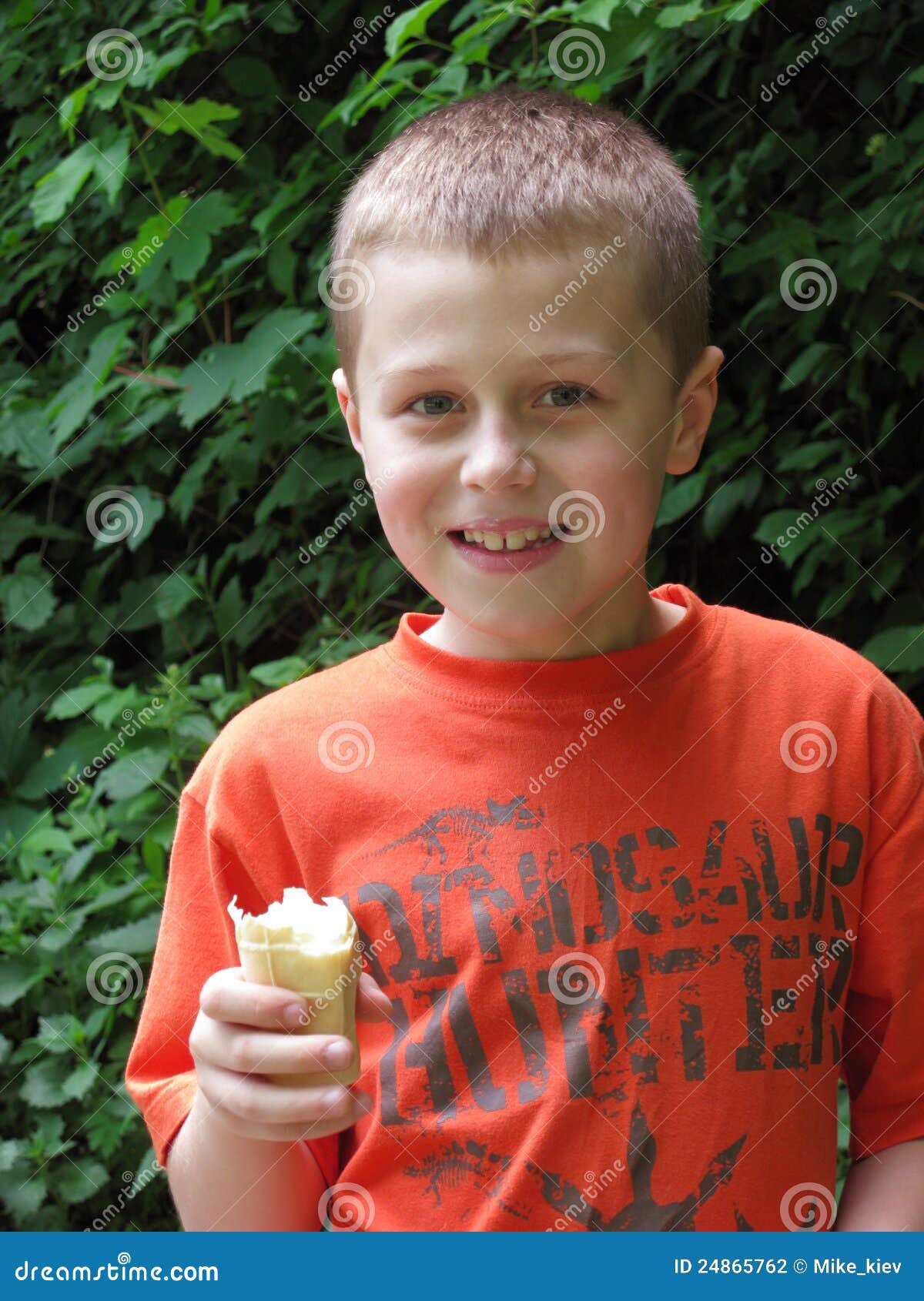 Smiling boy with ice cream stock photo. Image of summer - 24865762