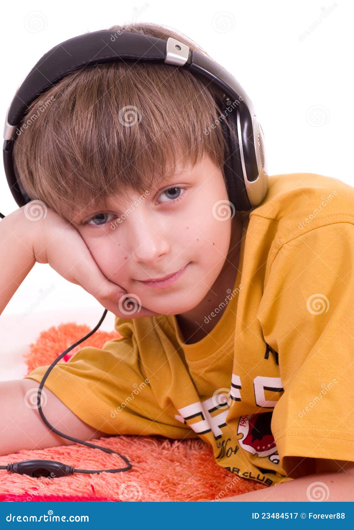 Smiling Boy Listening To Music Stock Image - Image of entertainment ...