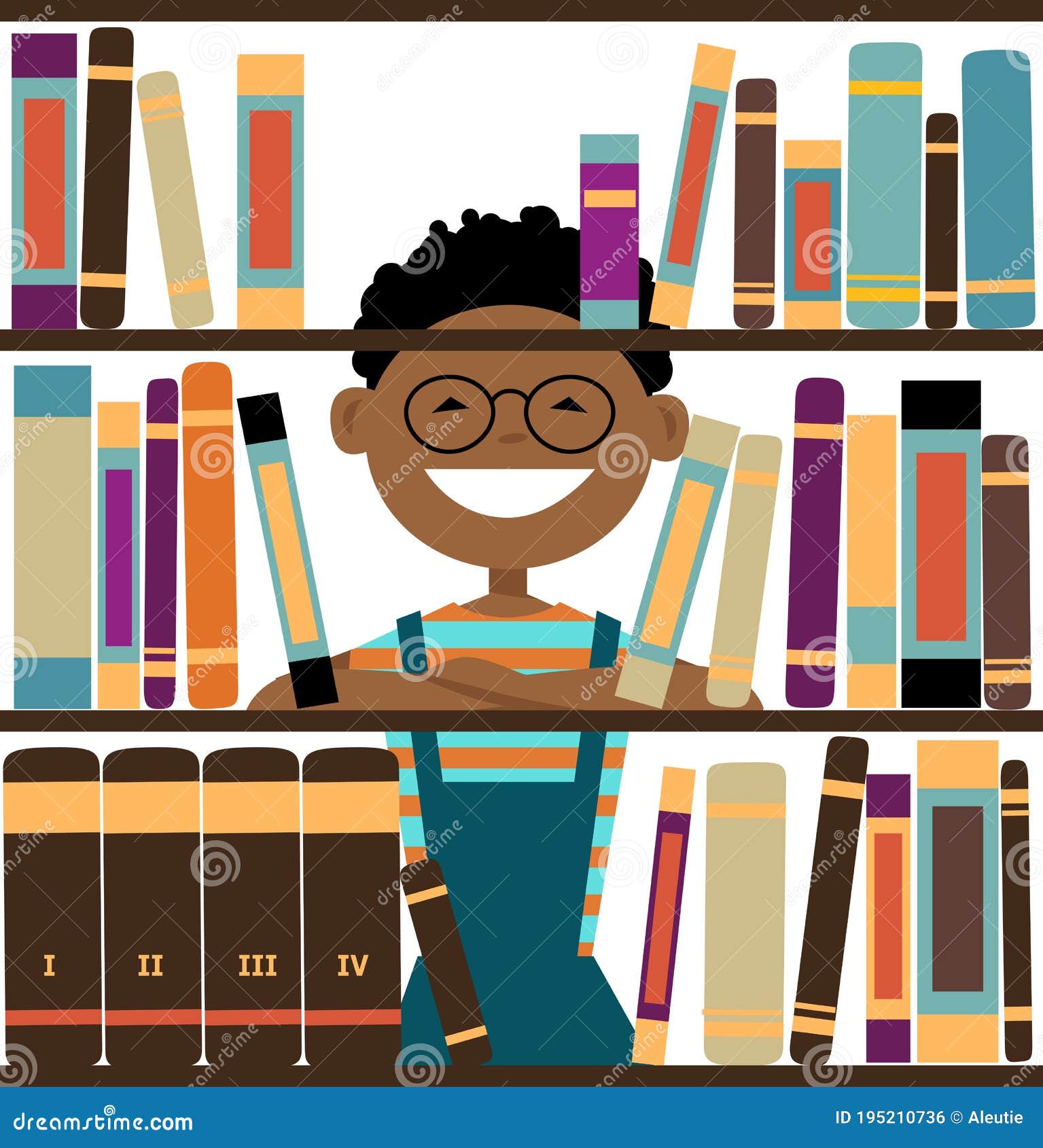 Little Reader in the Library Stock Vector - Illustration of little ...