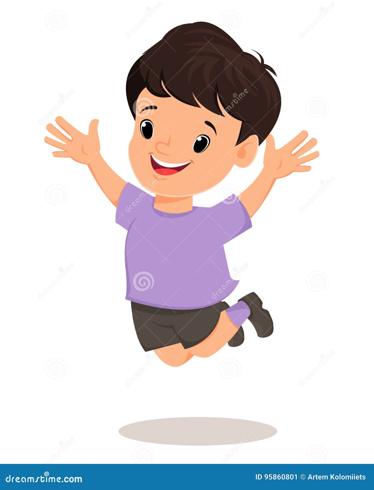 Smiling Boy Makes a Jump. Pretty Cartoon Character Stock Vector ...