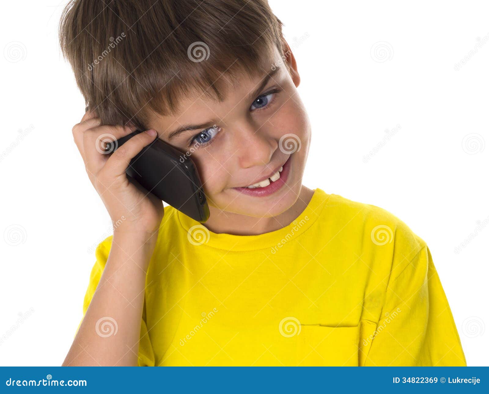 Smiling Boy with Mobile Phone Stock Image - Image of happy, little ...