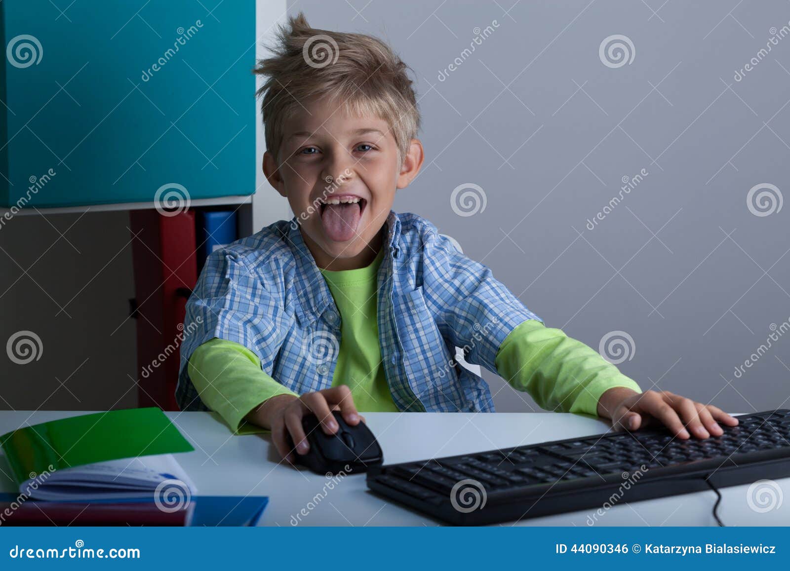 Smiling Boy Playing Computer Stock Photo - Image of keyboard, playing ...