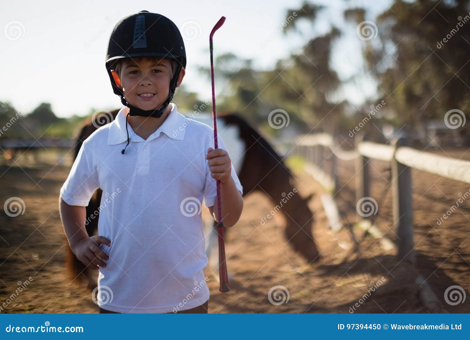 Smiling Boy in the Ranch on a Sunny Day Stock Photo - Image of ...