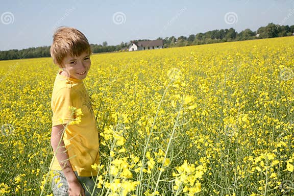 Smiling boy returning home stock image. Image of yellow - 17605659
