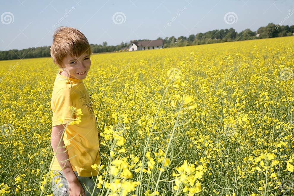Smiling boy returning home stock image. Image of yellow - 17605659