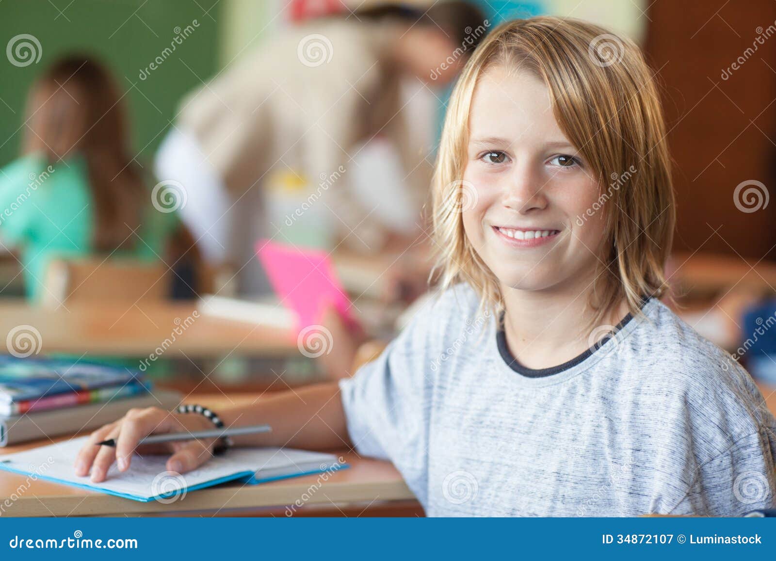 Smiling Boy at School stock image. Image of school, schoolgirl - 34872107