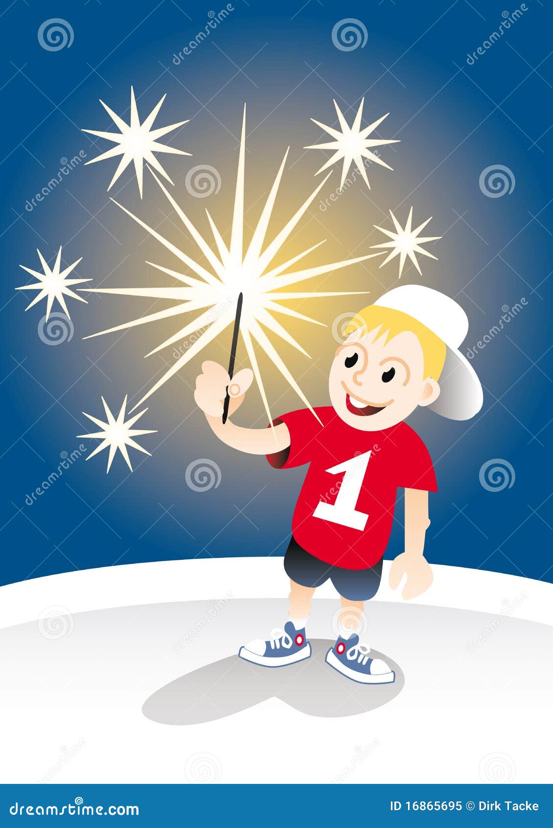 Smiling boy with sparkler stock vector. Illustration of celebration ...