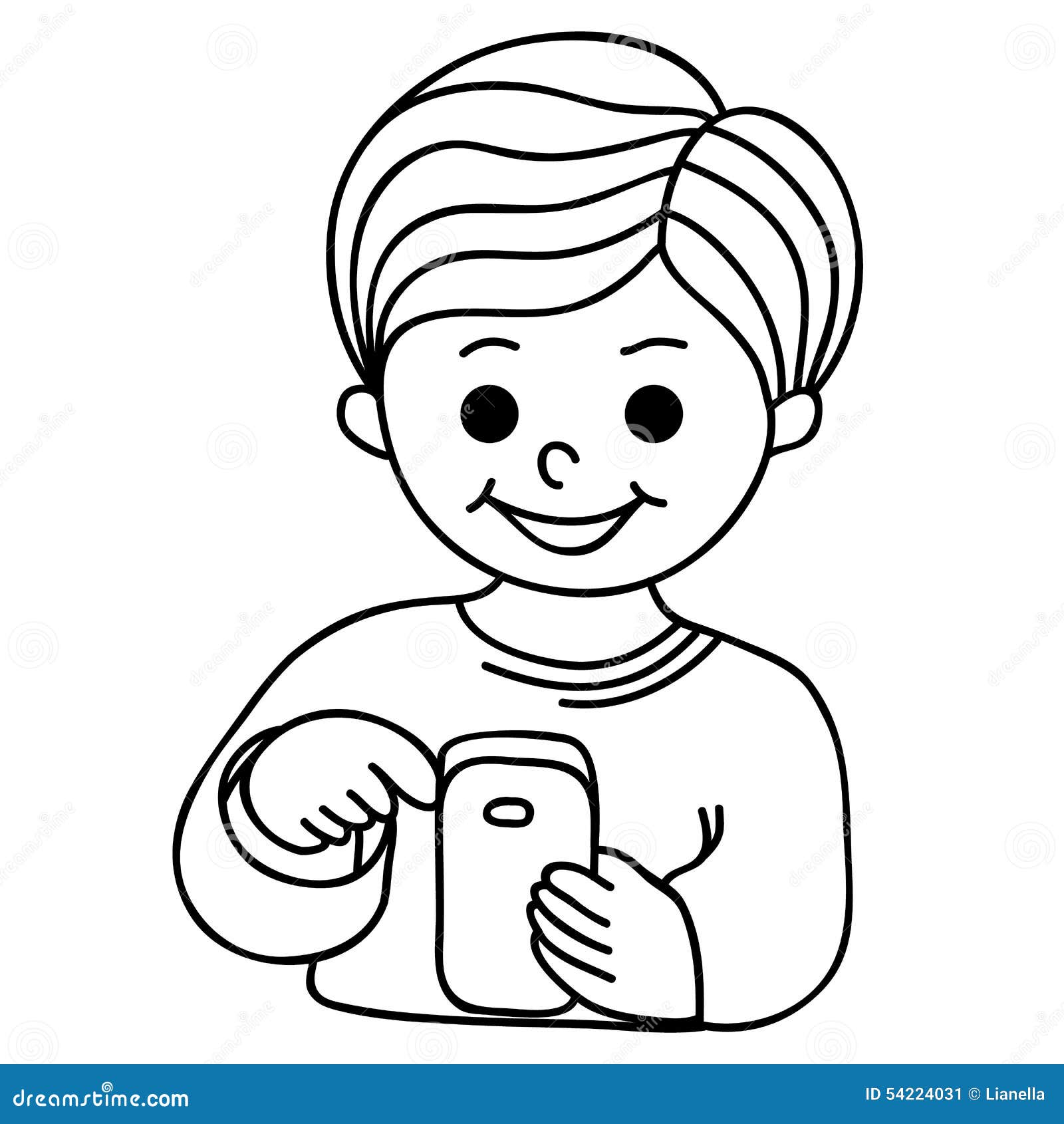 Smiling Boy Texting with Cellular Phone Stock Vector - Illustration of ...