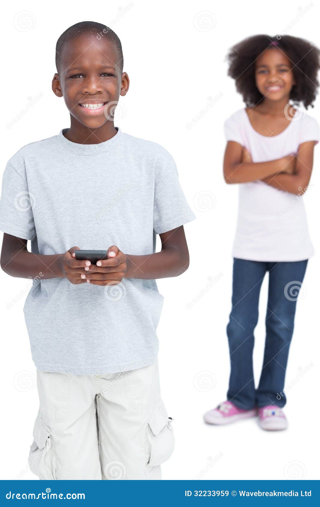 Smiling Boy Using Mobile Phone Stock Image - Image of portrait, phone ...