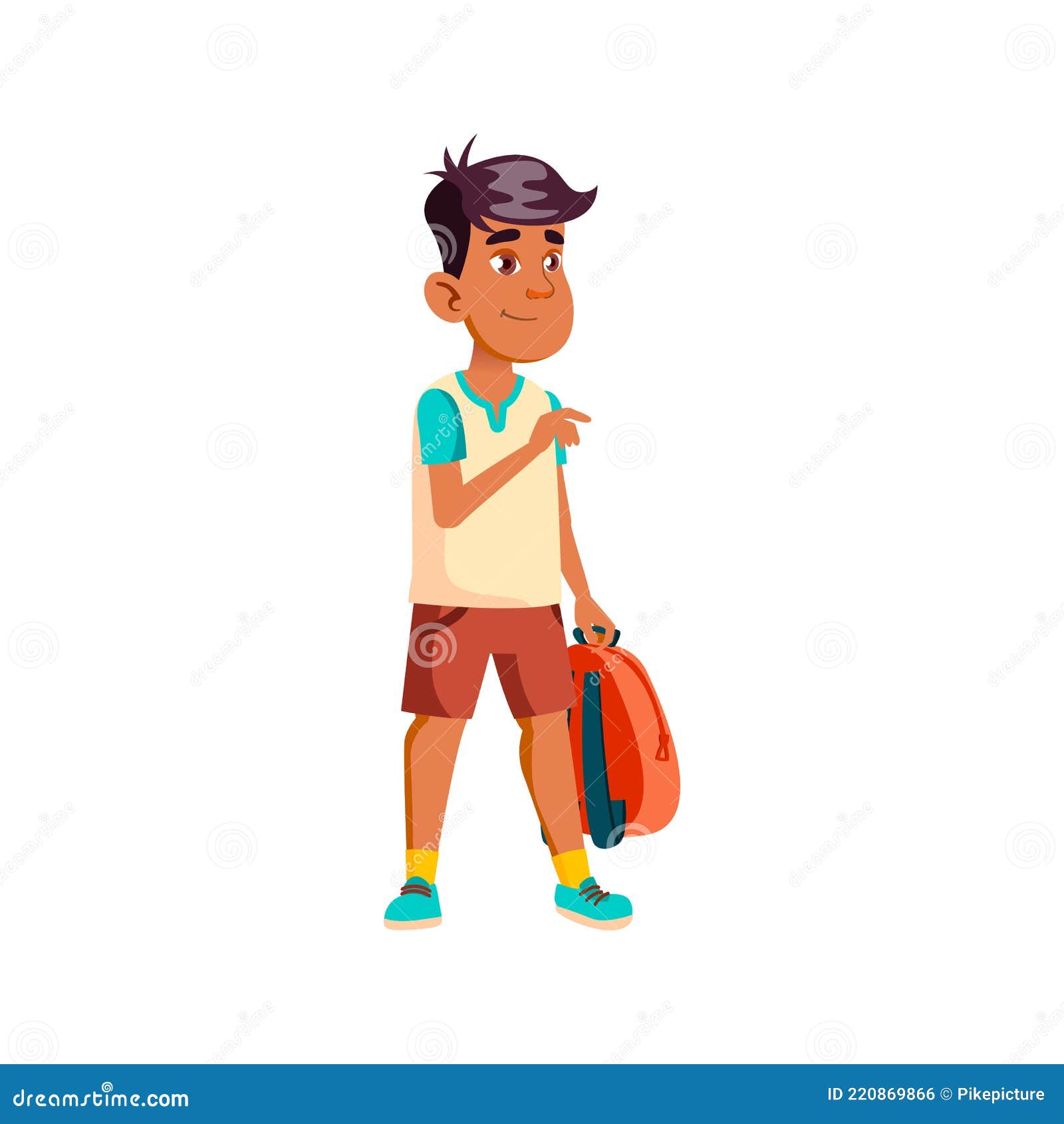 Smiling Boy Walking To School with Backpack Cartoon Vector Stock Vector ...