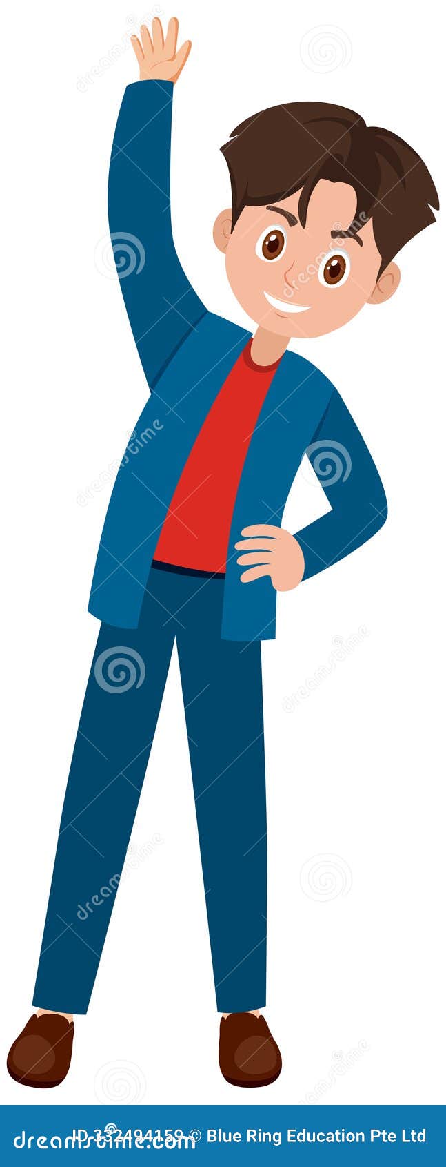 Smiling boy waving stock illustration. Illustration of blue - 332494159