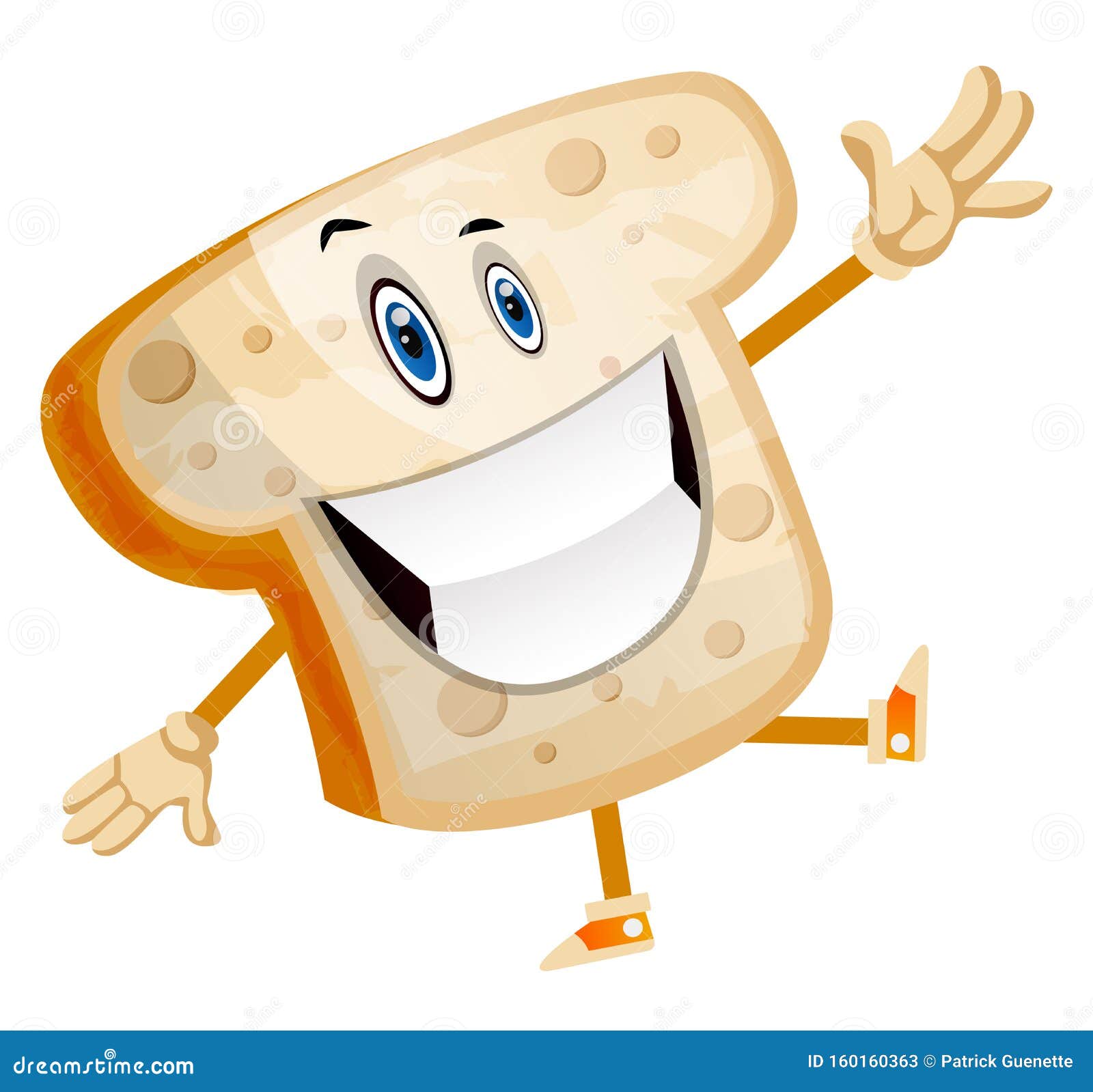 Smiling Bread Slice Character With Peanut Butter Giving A Thumb Up ...