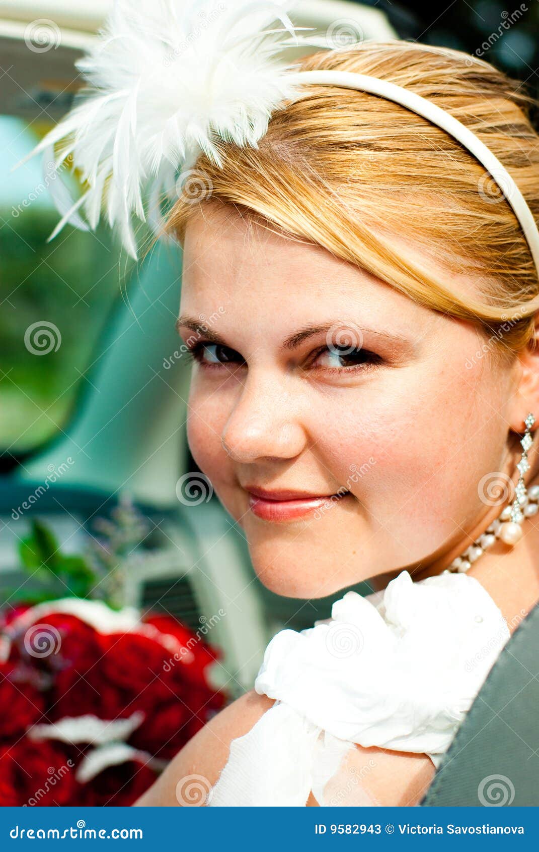 Smiling bride stock image. Image of wedding, blonde, summer - 9582943