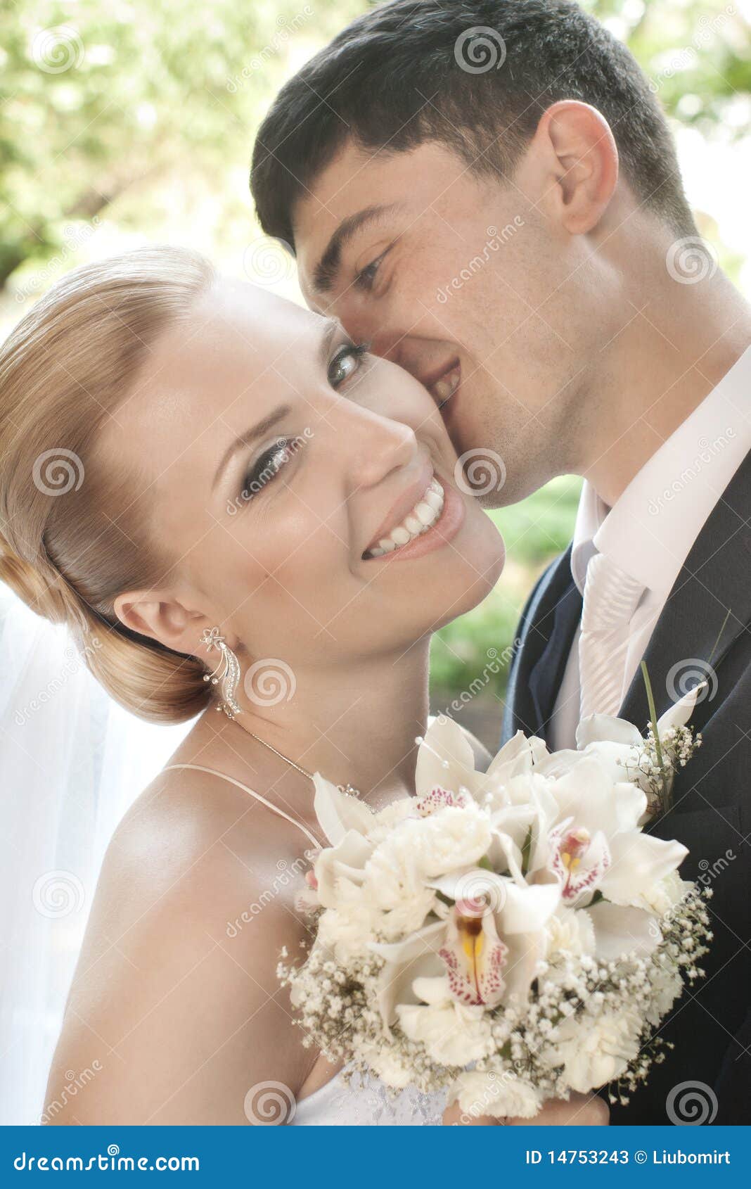 Smiling bride and groom stock image. Image of blonde - 14753243