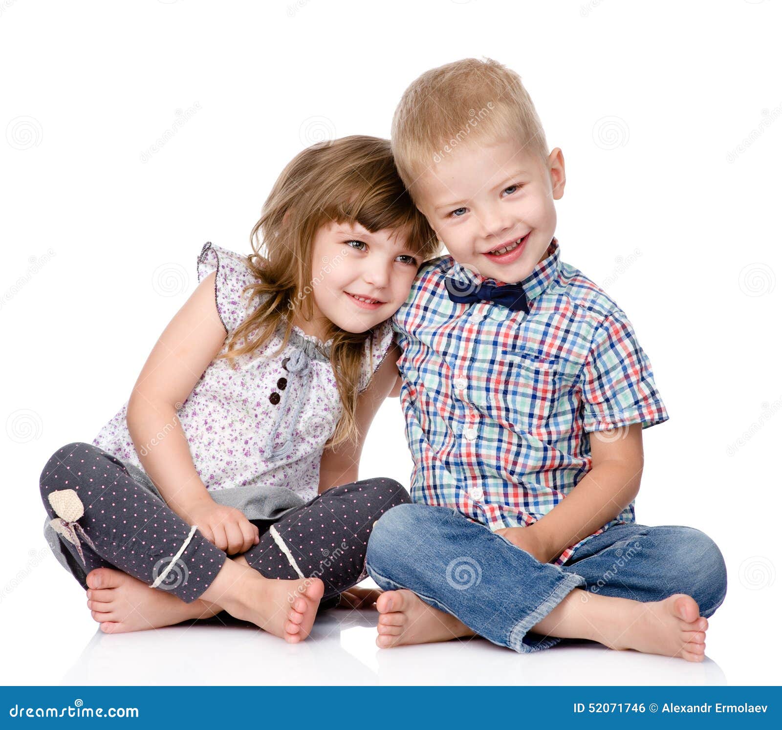 Smiling Brother And Little Sister Hugging. Isolated Stock Photography ...