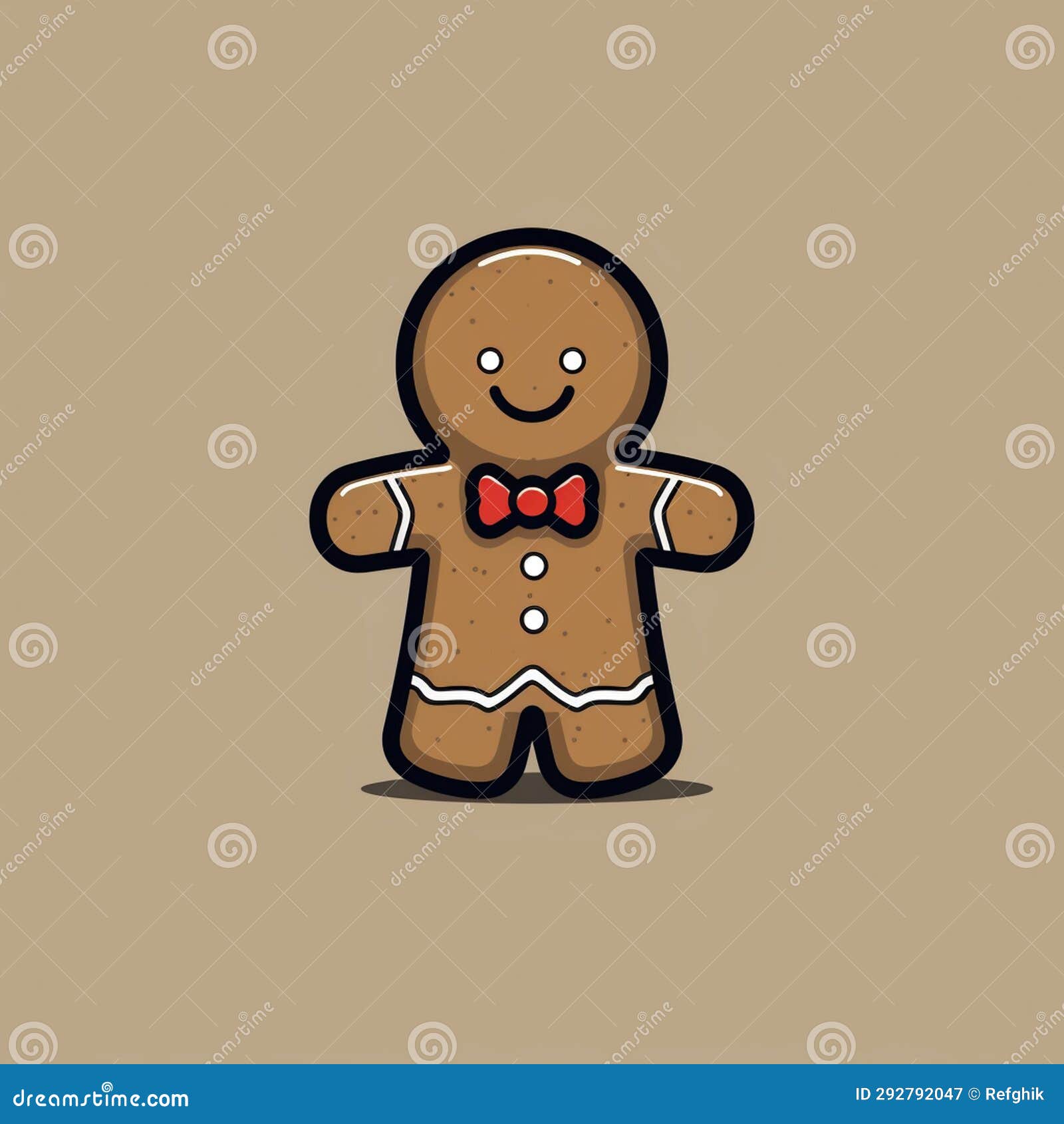 Smiling Brown Gingerbread Man with Icing Patterns. Stock Illustration ...