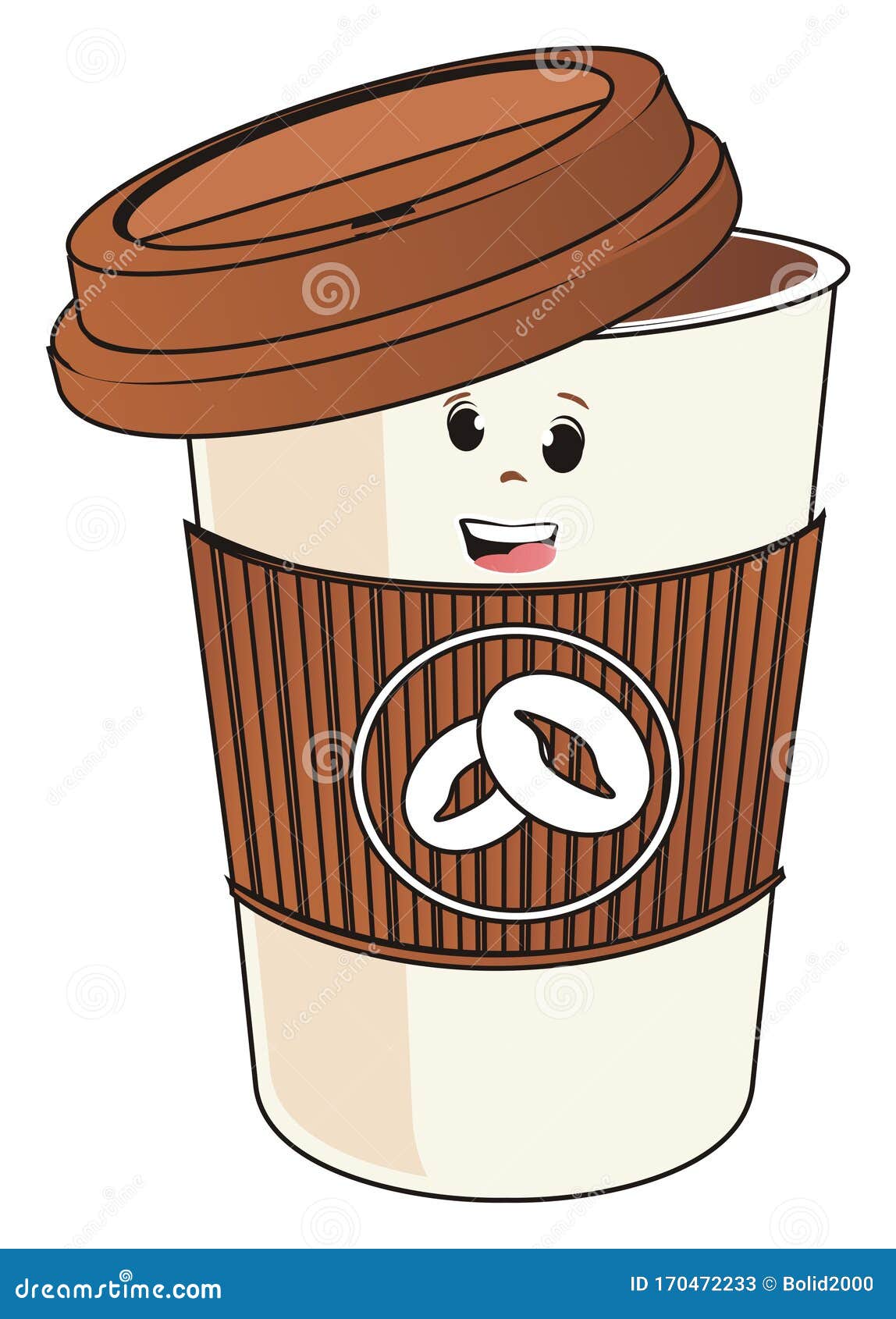 Funny paper cup with cap stock illustration. Illustration of enjoyment ...