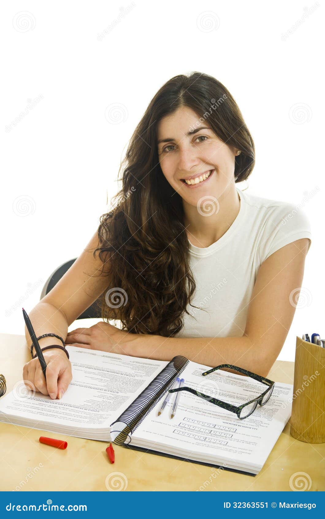 Smiling brunette student stock image. Image of smile - 32363551
