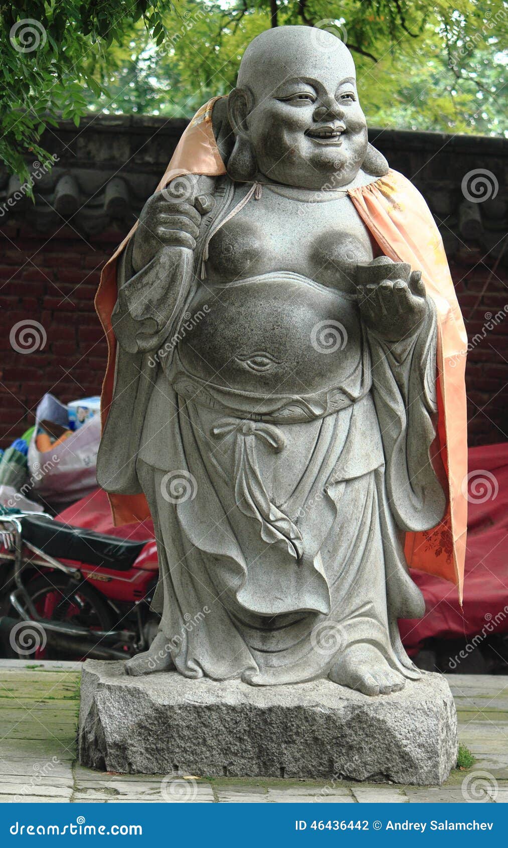 Smiling Buddha statue stock photo. Image of paunch, religion - 46436442