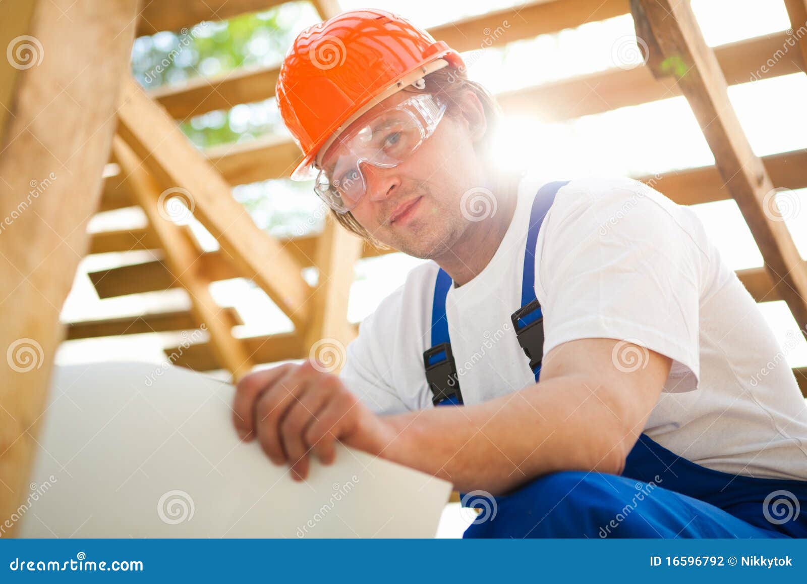 Smiling builder stock photo. Image of build, making, hardhat - 16596792