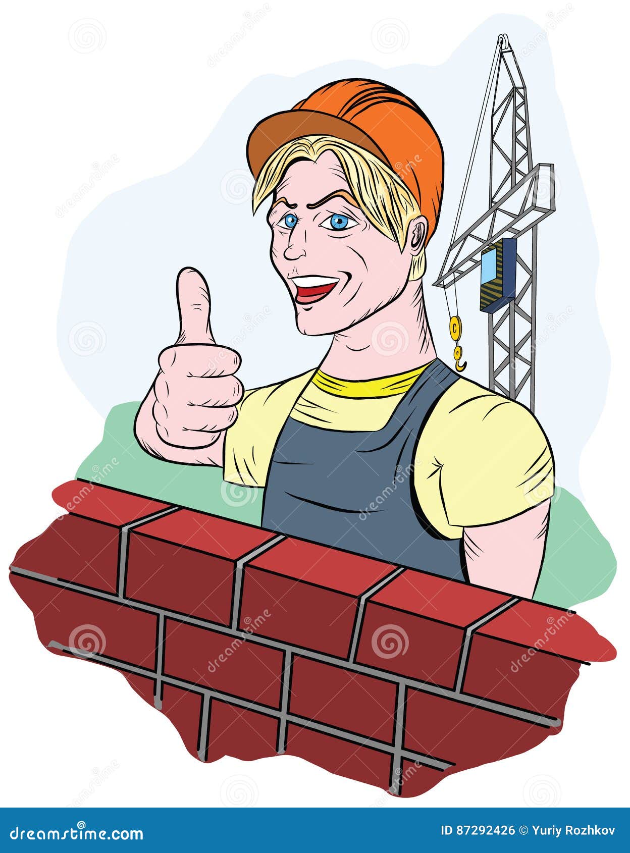 A Smiling Builder Reveals that All is Good Stock Vector - Illustration ...