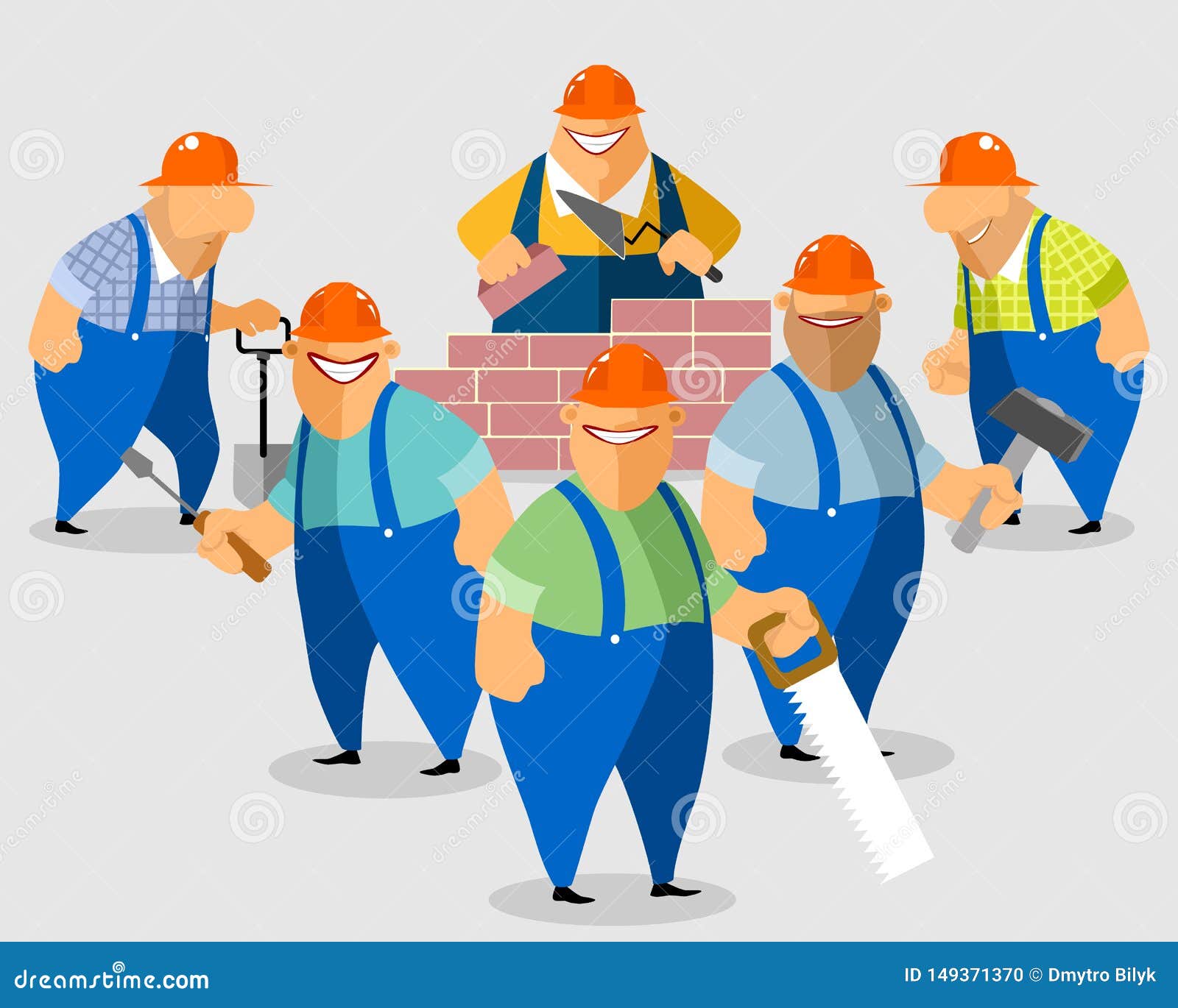Smiling Builders on Construction Site Stock Vector - Illustration of ...