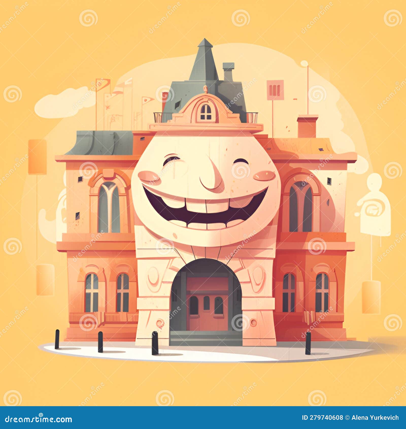 Smiling Building Illustration Stock Illustration - Illustration of ...