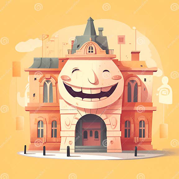 Smiling Building Illustration Stock Illustration - Illustration of ...