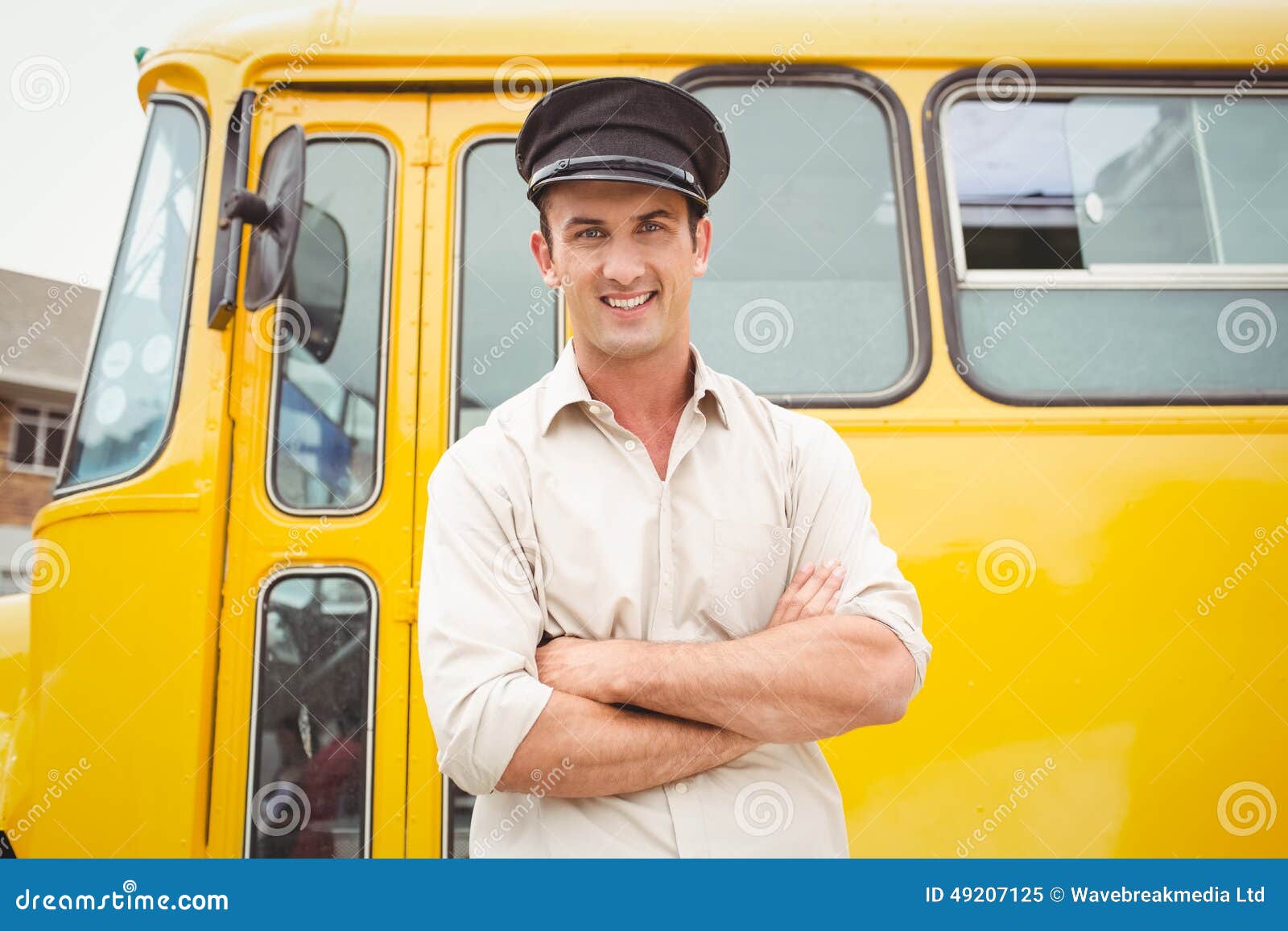 Smiling Bus Driver Looking at Camera Stock Image - Image of ...
