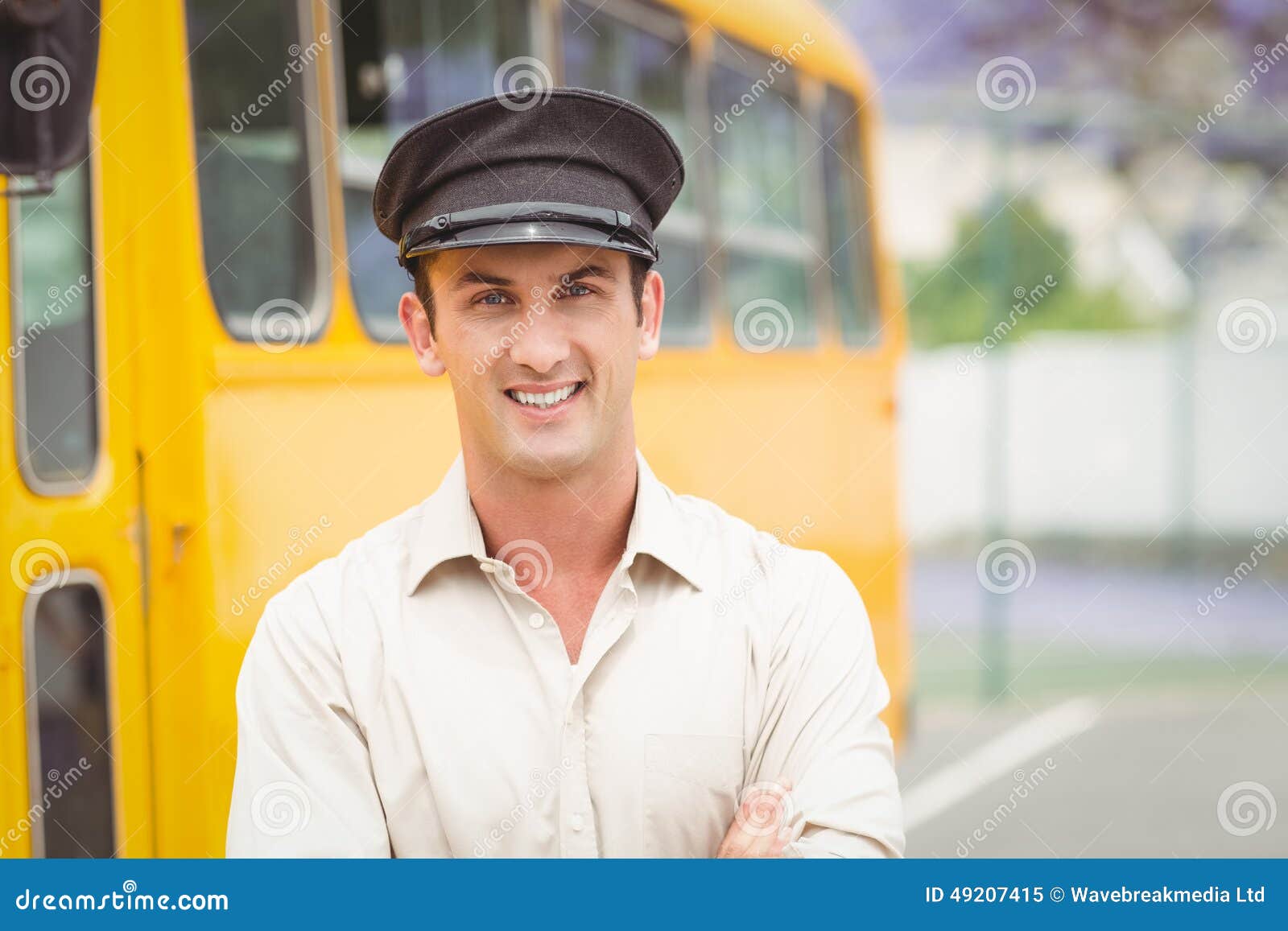 Smiling Bus Driver Looking at Camera Stock Image - Image of caucasian ...